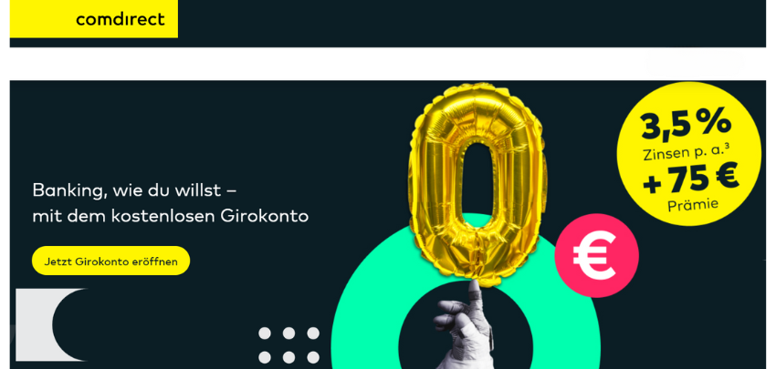 Kostenloses Comdirect Giro- & Tagesgeldkonto mit 75€ Bonus I 2024 Juni
