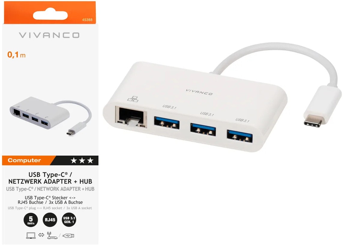 Vivanco USB Type C Netzwerk Adapter für 18€