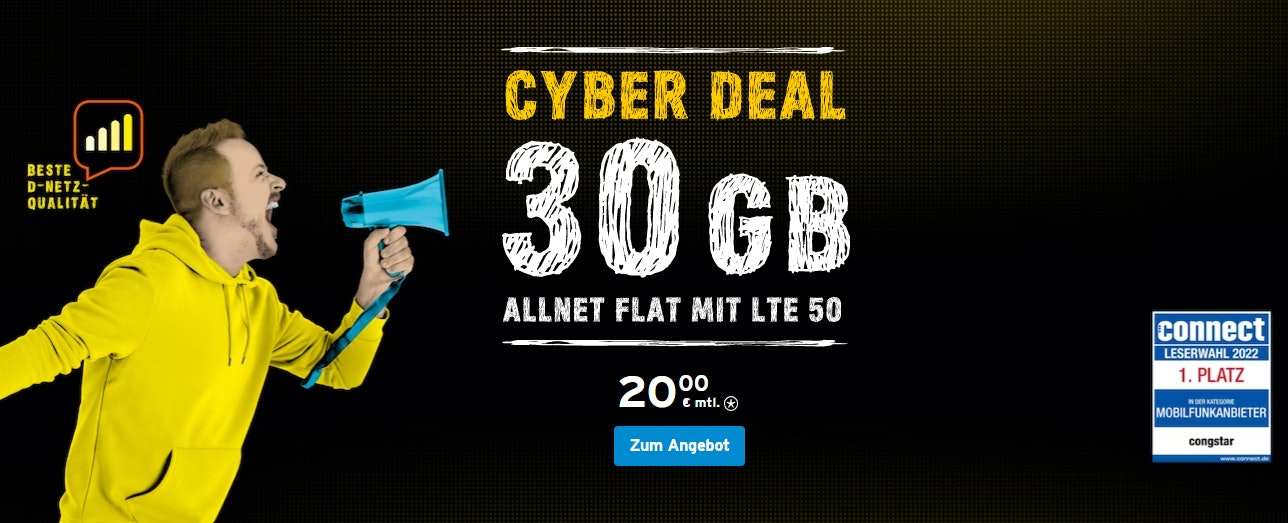 Letzte Chance! Congstar Cyber Deal! 30GB Allnet Flat im Telekom-Netz ...
