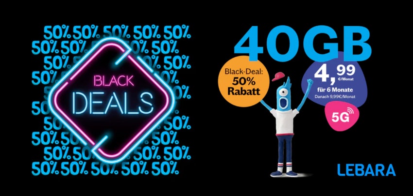 Lebara Black Week Knaller: 40GB Allnet für 8,84€ mtl.