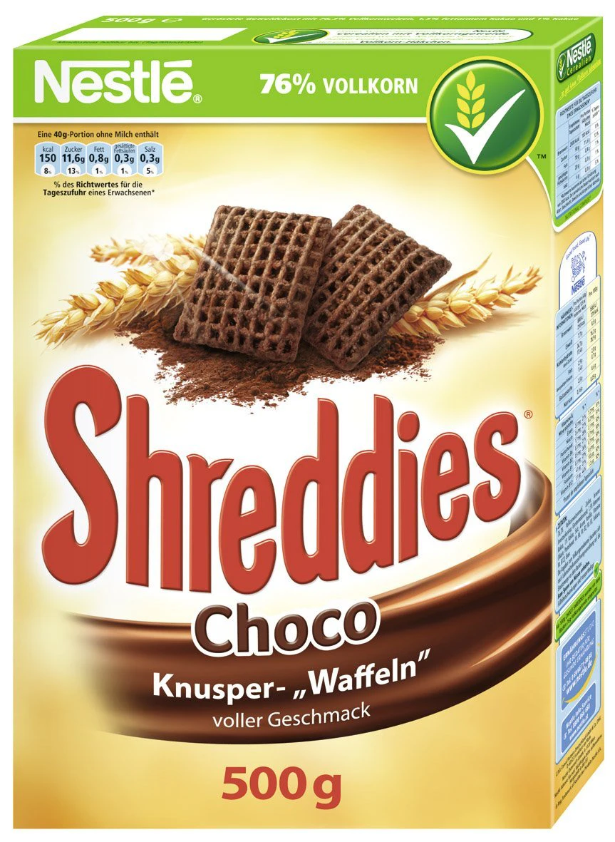 Nestlé Shreddies Choco, Cerealien in Schoko-Knusper-Waffel Form mit ...