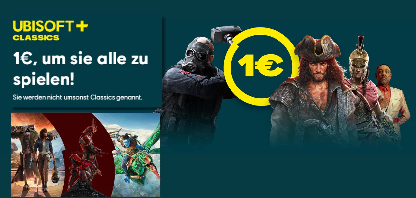 Ubisoft+ Classic für nur 1€ | Jetzt zuschlagen!