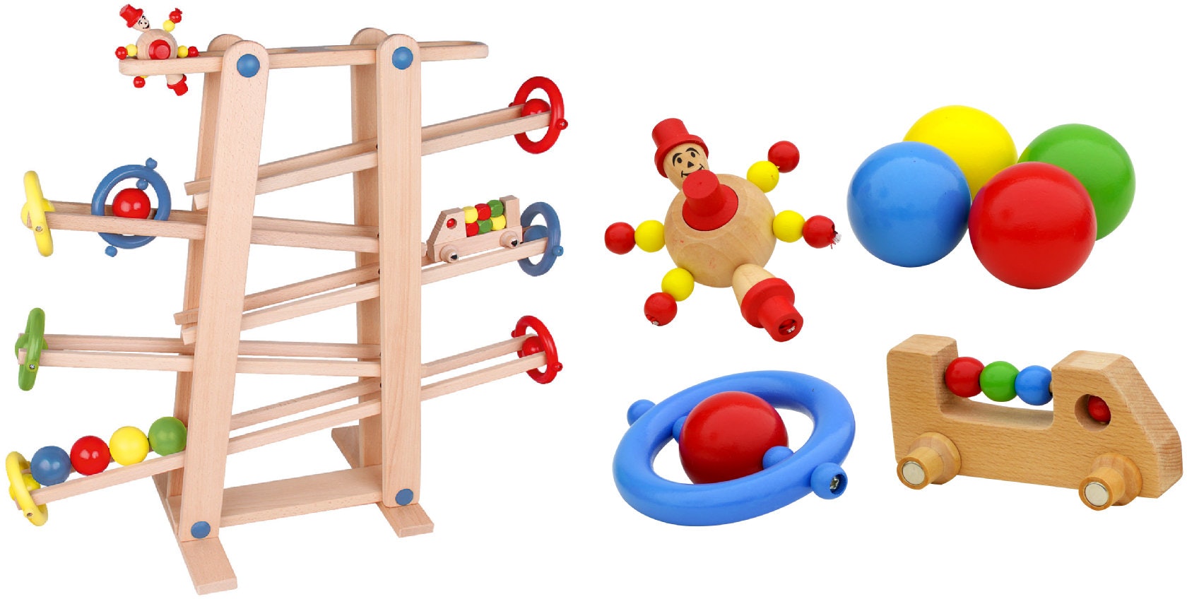 Beluga Rollipop für 45€ – Holz-Kugelbahn mit 6 Ebenen, 4 Kugeln & 3 ...