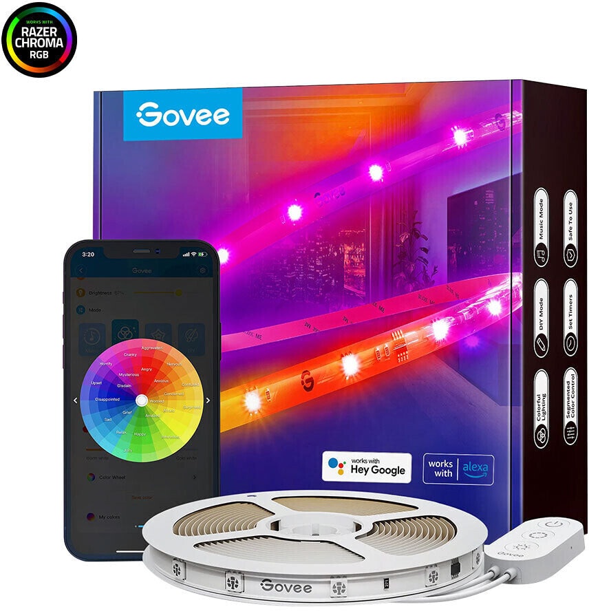 Govee RGBIC Pro für 29€ - LED-Strip, mit App-Steuerung, 5 m