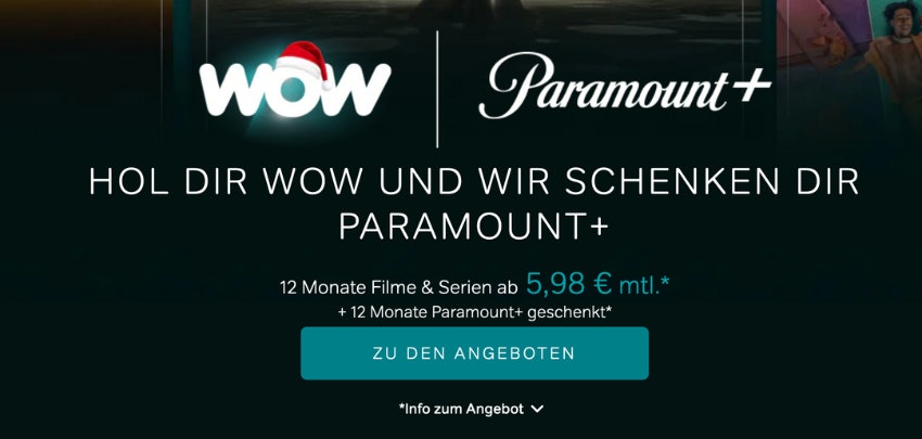 Letzte Chance! 🔥 Bester Streaming-Deal: 12 Monate WOW Filme & Serien inkl. Paramount+
