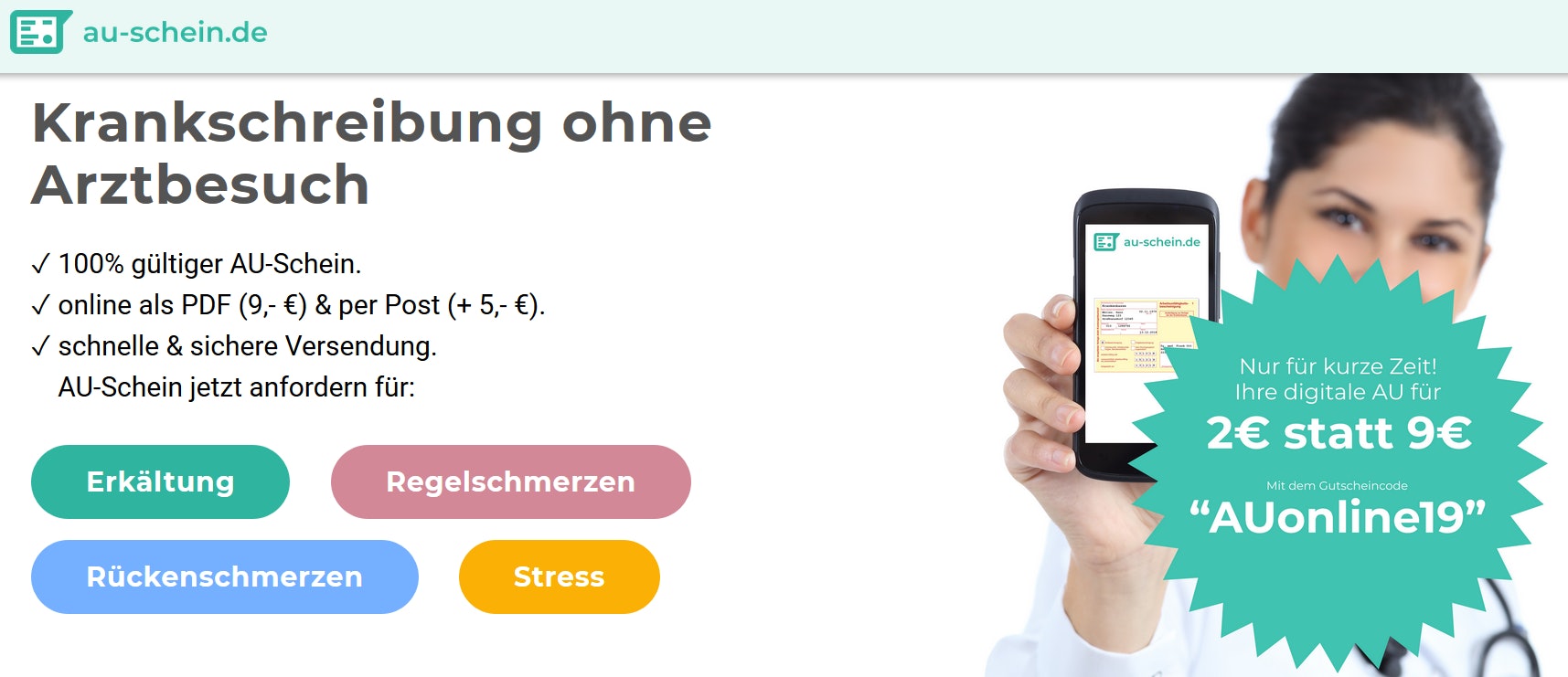 Online-Krankschreibung für 2€ – Arbeitsunfähigkeitsbescheinigung bei AU ...