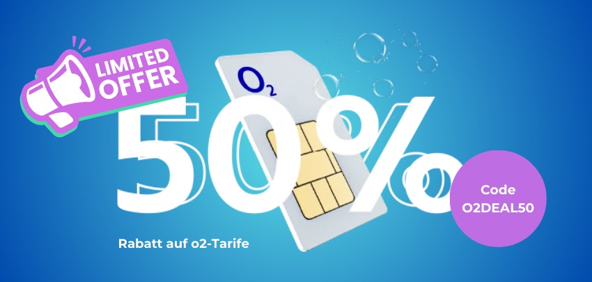 50% Rabatt auf o2-Tarife - Jetzt bei O2 Online!