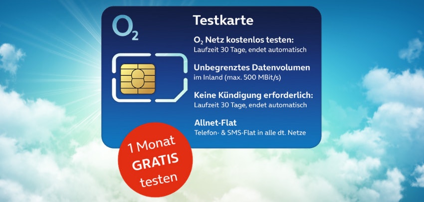 Gratis o2 Testkarte mit unbegrenzt 5G/LTE & Allnet-Flat