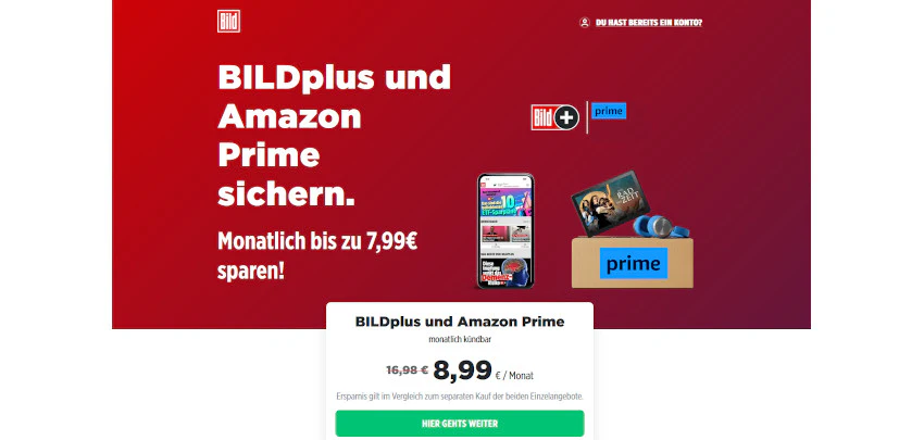 Bild+ Abo inkl. Amazon Prime für 8,99€
