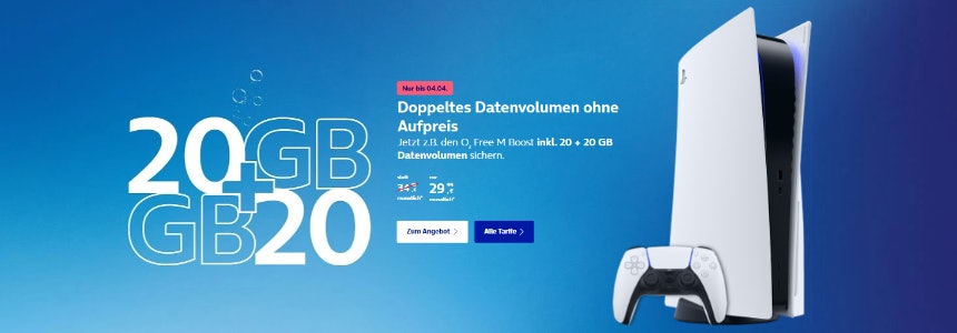 Doppelte Daten! Sony PlayStation 5 im o2 Free M Boost Tarif für 40 ...