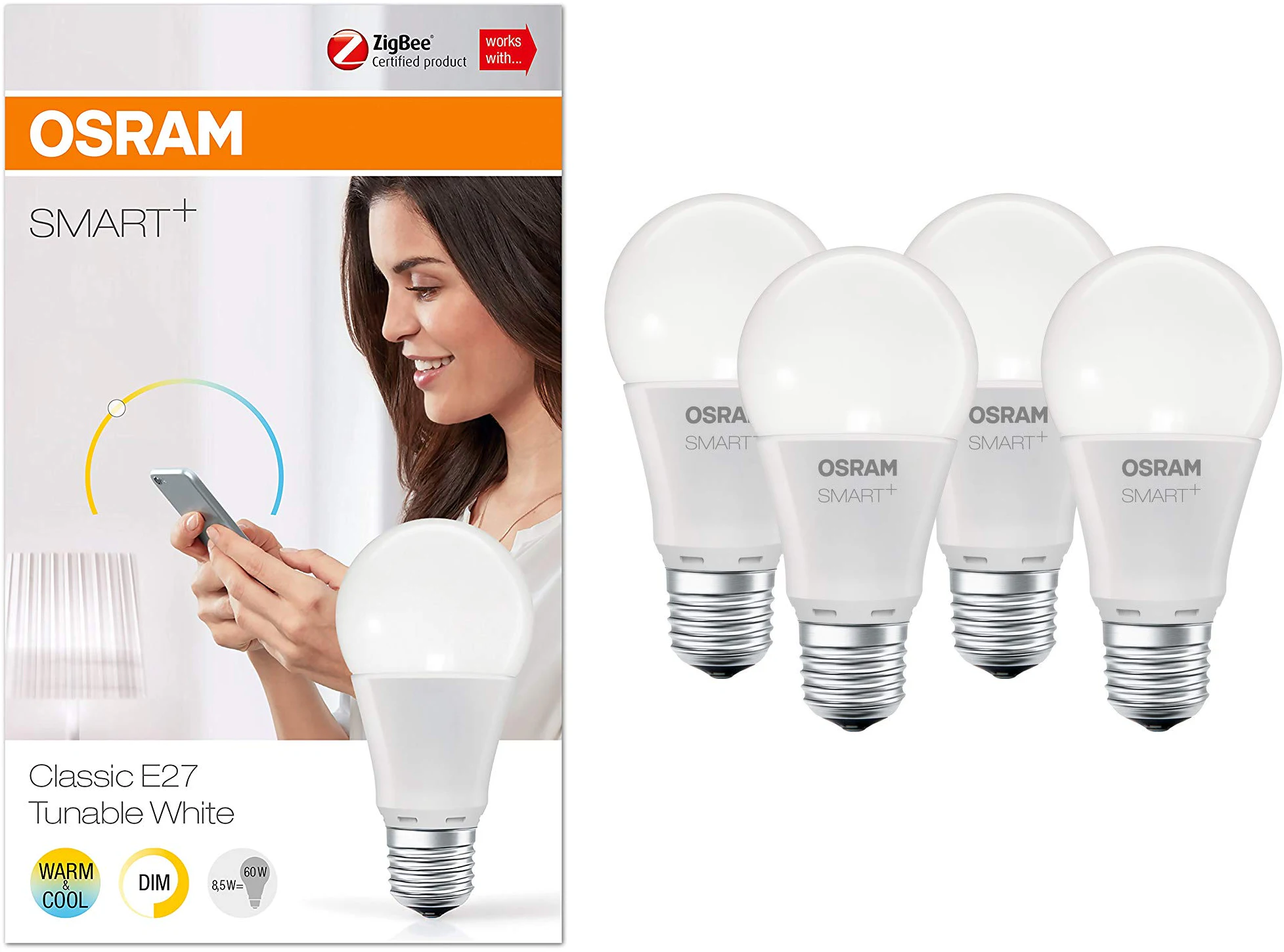 4x Osram Smart+ Classic für 29€ – smarte Glühbirne mit 8,5W (60W), E27 ...