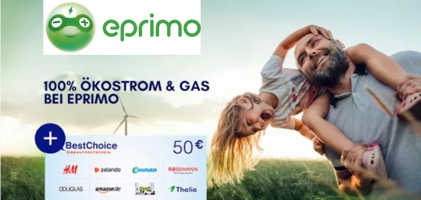 Strom der Gas bei eprimo abschließen - 60€ Bonus erhalten