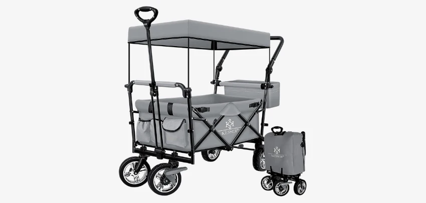Kesser Bollerwagen GT9000 für 110€ - faltbar, Vollgummi-Reifen, mit Dach